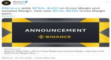 Binance 4 Altcoin için Yeni Marjin Opsiyonları Sunuyor