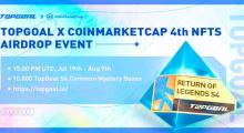 TopGoal e CoinMarketCap lançam airdrop com mais de R$ 500 mil em prêmios NFTs