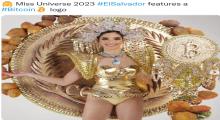 미스 엘살바도르 2023 미스 유니버스 전통의상 컨테스트서 비트코인 복장