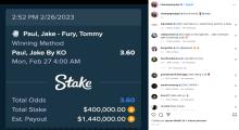 Rapper Drake perde R$ 1,5 milhão em Bitcoin com aposta em luta de boxe