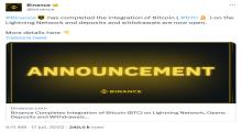 Binance vient d’intégrer le Lightning Network de Bitcoin