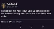 Golpe do SIM card causou hack de R$ 3,5 milhões na conta de Vitalik Buterin no Twitter