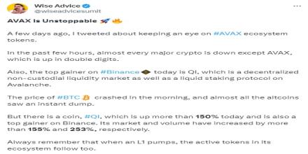 Bitcoin ve Altcoin’lerde Sert Düşüş Sonrası Avalanche (AVAX) Hızlı Toparlandı! Sebebi Bu Altcoin Mi?