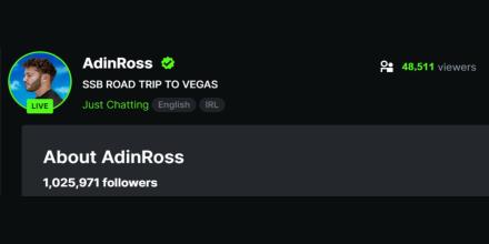 Adin Ross erreicht 1 Million Follower auf Kick.
