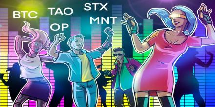 Repunte de Bitcoin a USD 70K abre camino alcista para OP, TAO, STX y MNT