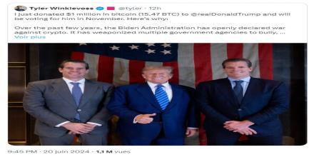 Bitcoin : les frères Winklewoss (Gemini) choisissent Trump face à la « guerre anti-crypto » de Biden