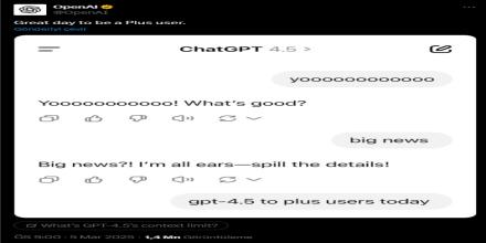 ChatGPT-4.5, Plus Üyelerine Geldi! Yapay Zekada Yeni Çağ!