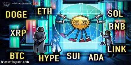 Análise de preços em 08/10: BTC, ETH, BNB, XRP, SOL, DOGE, ADA, HYPE, LINK e SUI