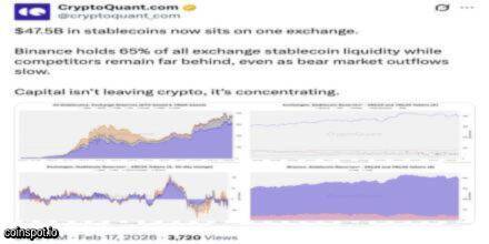 Binance сосредоточил 65% стейблкоин-резервов CEX. Отток капитала из крипты замедлился