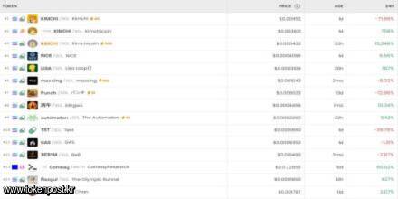 [DEX 리포트] 김치 500 1만5244% 폭등…DEX 트렌딩·거래량 상위권 싹쓸이