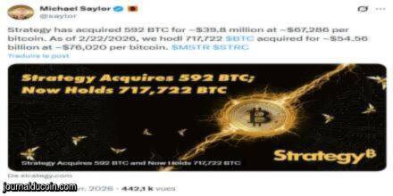 « Si Bitcoin ne va pas à zéro, il ira à 1 million $ » : Michael Saylor et Strategy achètent encore 592 BTC