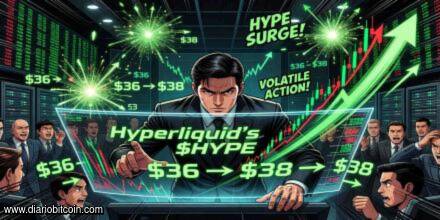 Hyperliquid ($HYPE) consolida cerca de máximos semanales en USD $37,96