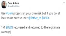 Tether DeFi Kullanıcısına 1 Milyon USDT İade Etti